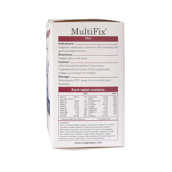 قرص روکشدار مولتی فیکس آقایان ویتاویوا 60 عدد - Vitaviva Multifix Men ...